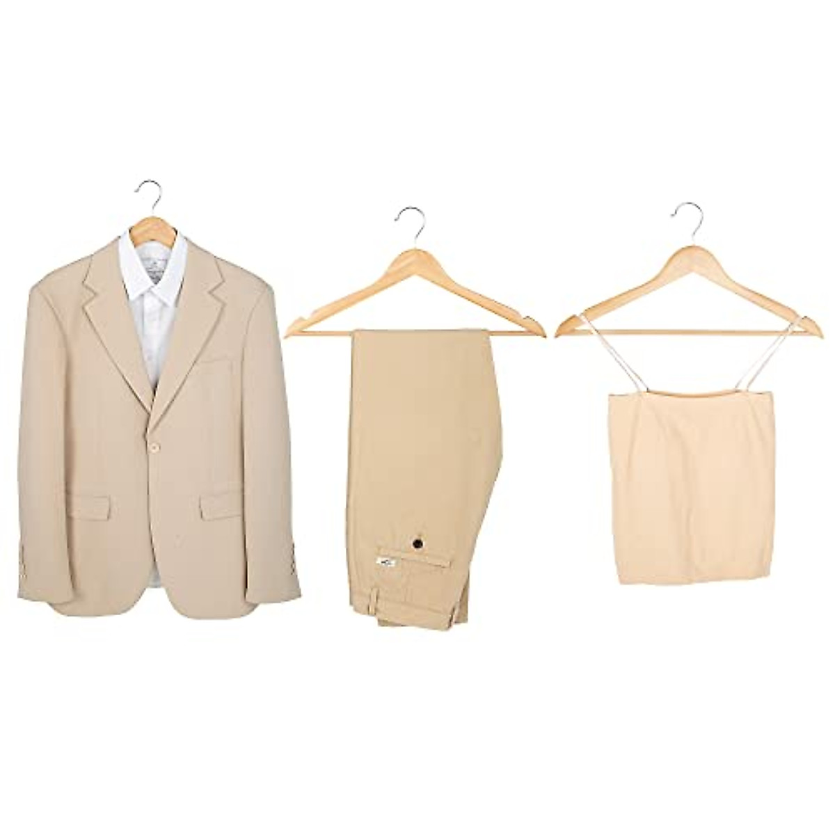 Amazon Basics Wood Suit Clothes Hangers - Natural, 30-Pack