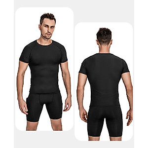 Niksa Men's Compression Shirts 3/5 Pack, Short Sleeve Athletic Compression Tops Cool Dry Workout T Shirt