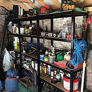 JAOSY Garage Storage Shelves Heavy Duty, Adjustable Shelves 30" Lx12''Wx66 H Shelving Unit with 5-Shelf, Racking Shelf Heavy Duty Garage Shelving Storage Shelves Black Metal Shelf