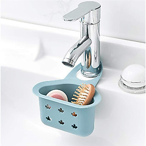 TuuTyss Flexible Hanging Sponge Holder Sink Caddy for Sink Kitchen,Blue,Set pf 1