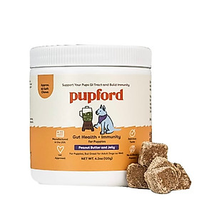 Pupford Gut Health & Immunity Supplement for Puppies and Adult Dogs, Made in The USA, Vet Approved, No Artificial Flavors, Peanut Butter and Jelly, Net Wt. 4.2 oz (120g) (Pack of 2)