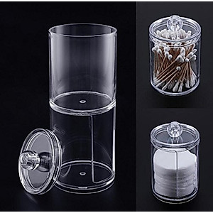 Kamay's Transparent Cotton Ball Pad Swabs Make Up Pads Dispenser Holder Organizer Container with lid Multifunction Acrylic Cosmetic Makeup Organizer (A)