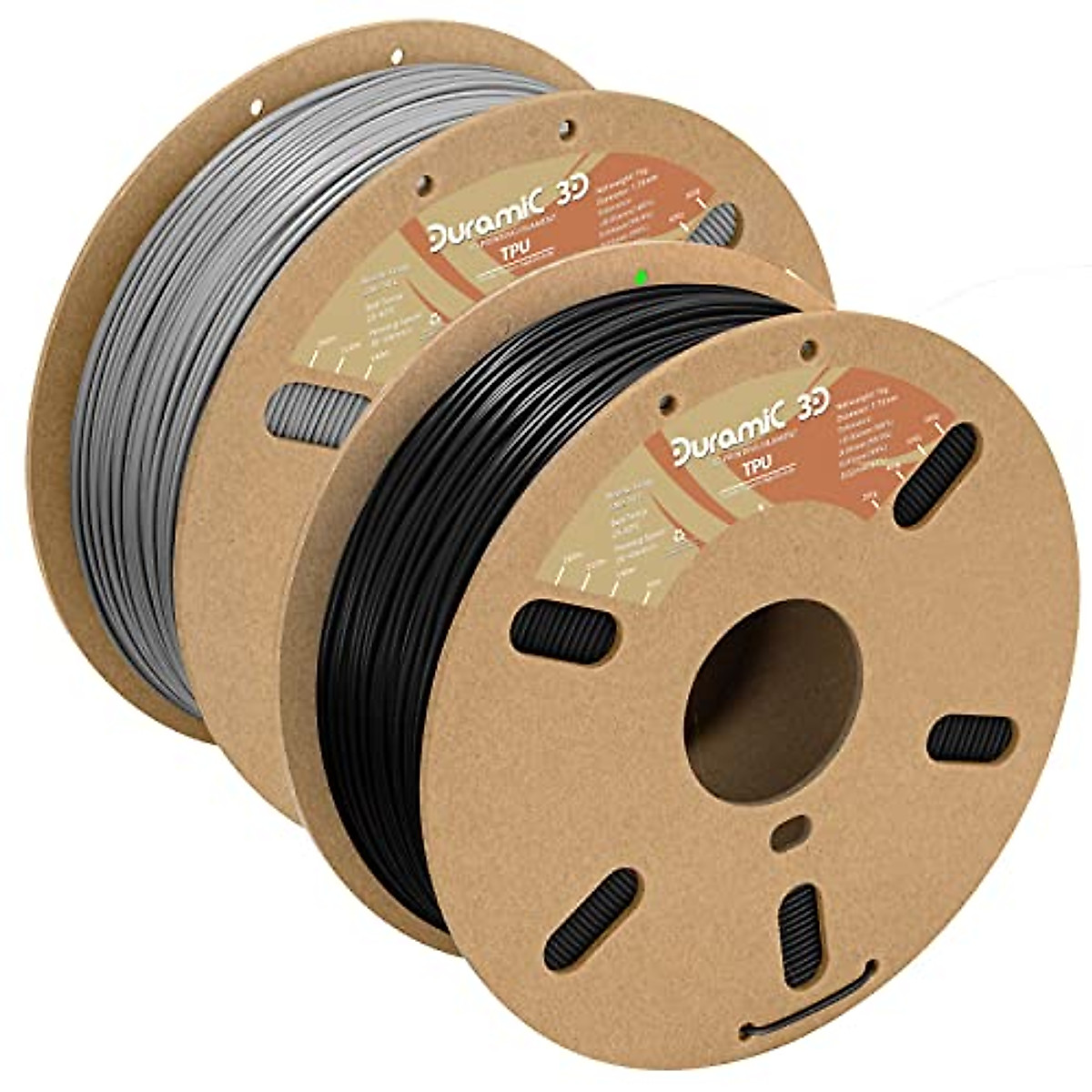 TPU Filament 1.75mm Black and Gray Bundle, DURAMIC 3D TPU Flexible Filament 95A, Soft TPU 3D Printing Filament, 1kg Spool, Dimensional Accuracy +/- 0.05mm, Black 1 Pack