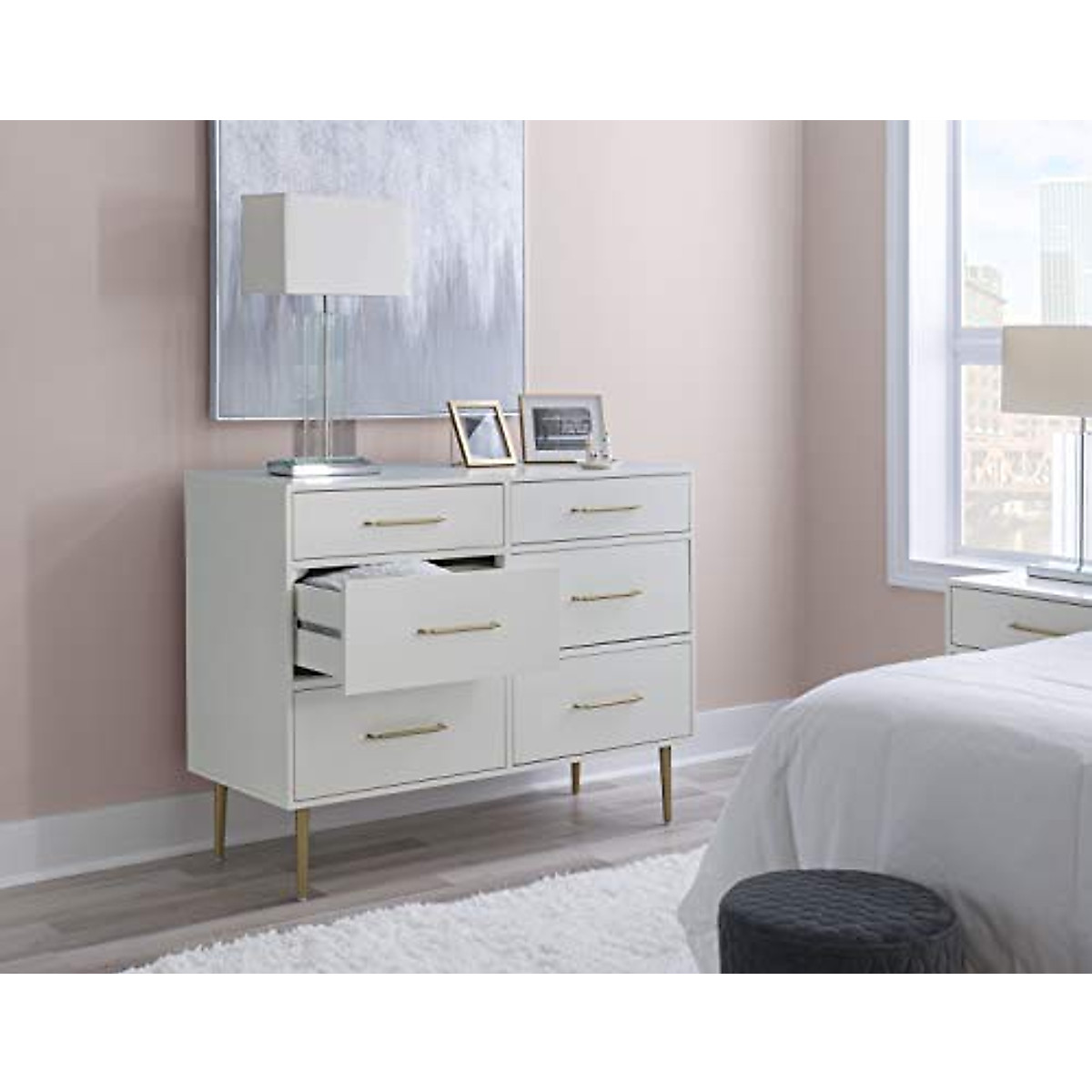 Linon Lennon White Six Drawer Dresser