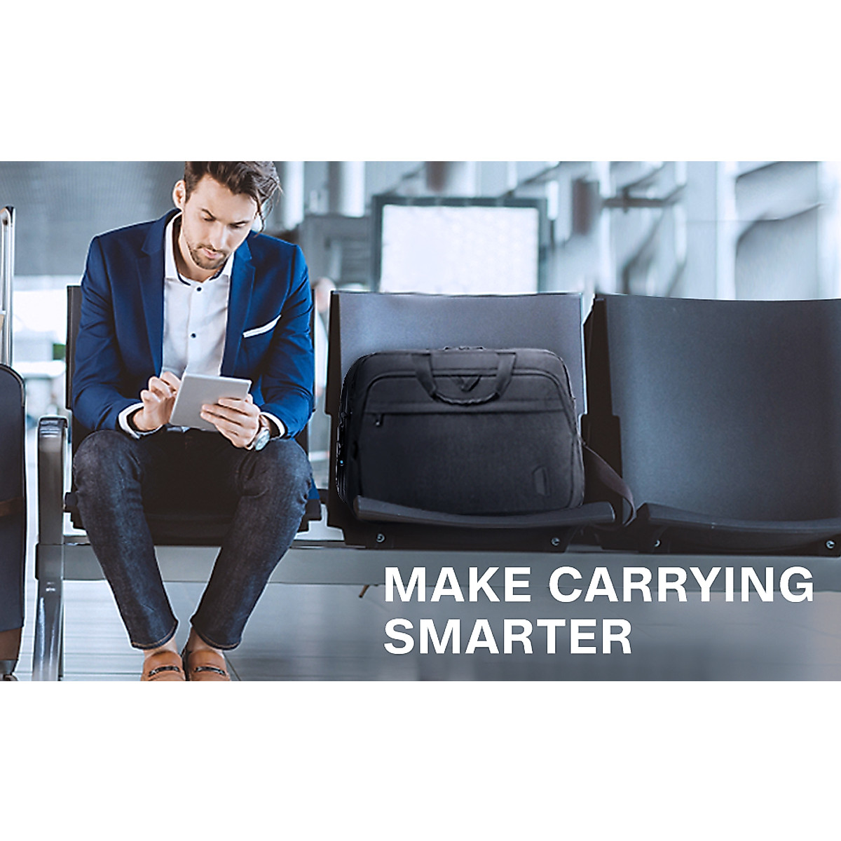 BAGSMART 17.3 Inch Laptop Bag, Expandable Briefcase,Computer Bag Men Women,Laptop Shoulder Bag,Work Bag Business Travel Office,Lockable (Black-17.3 inch)