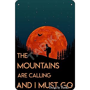 OSONA The Mountains are Calling and I Must Go Tin Vintage Look 8X12 Inch Decoration Art Sign for Home Kitchen Bathroom Farm Garden Garage Inspirational Quotes Wall Decor