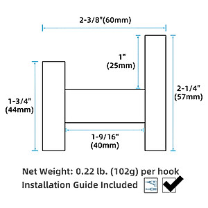 APLusee Brushed Nickel Towel Hook 2 Pack, 304 Stainless Steel Clothes Hook, Wall Mounted