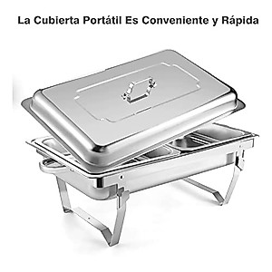 Buffet Warmer Server 2 Tray Chafing Dish Buffet Set Stainless Steel Food Warmer for Hotel Restaurant Parties Wedding Banquet Events