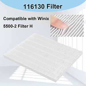 RONGJU Replacement 116130 Filter H for Winix 5500-2, 2 Filter & 2 Activated Carbon Filter Combo Pack Compare to Part # 116130