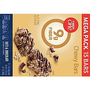 Fiber One Chewy Bars, Oats & Chocolate, Fiber Snacks, Mega Pack, 15 ct