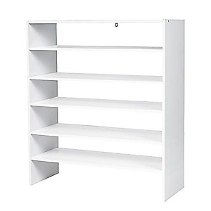 Giantex 3-in-1 Shoe Rack, 5-Tier Shoe Organizer, Wood Storage Shelf for Shoes, Multi-Shape Shoes Shelves, Ideal for Entryway Hallway Living Room (White)