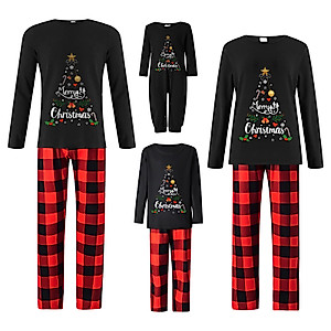 WakeUple Christmas Pajamas for Family Matching Christmas Pajamas Sets Classic Red Xmas Jammies for Woman Men Kids Baby Dog Woman