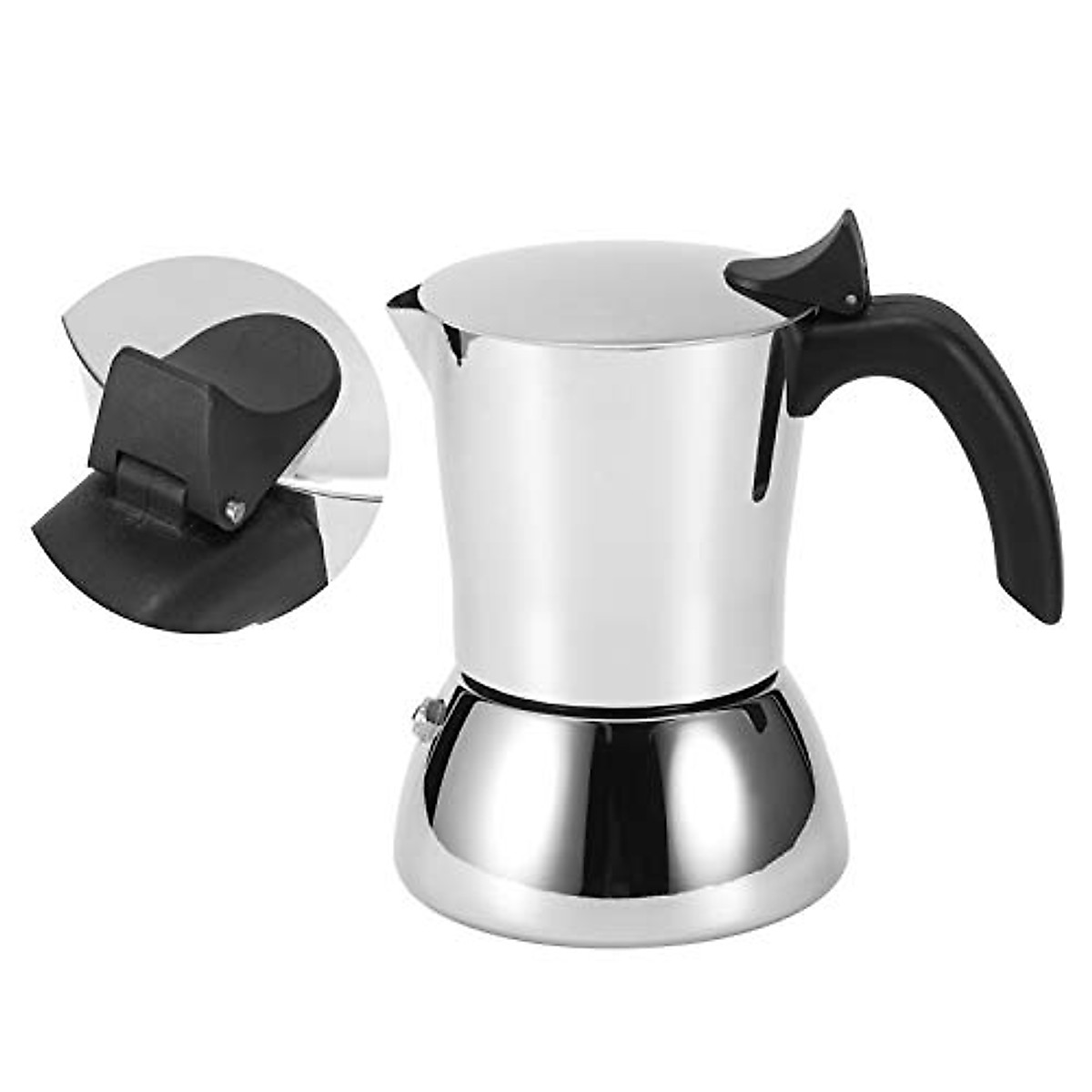 Zerodis Stovetop Espresso Maker color Stainless Steel Thermal Coffeemaker 4 Cup Stainless Steel Coffee Maker and Moka Pot Classic Italian style Black Espresso Coffee Pot
