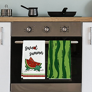 AnyDesign Watermelon Kitchen Dish Towel 18 x 28 Sweet Summer Tea Towels Watermelon Truck Hand Drying Cloth Towel Decorative Dishcloth for Holiday Kitchen Cooking Baking Bathroom, 4Pcs