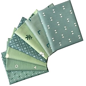 Misscrafts 7pcs Quilting Fabric 18" x 22" 100% Cotton Craft Fabric Bundle Squares Fat Quarters Multicolored for Patchwork DIY Sewing Scrapbooking (Cyan)