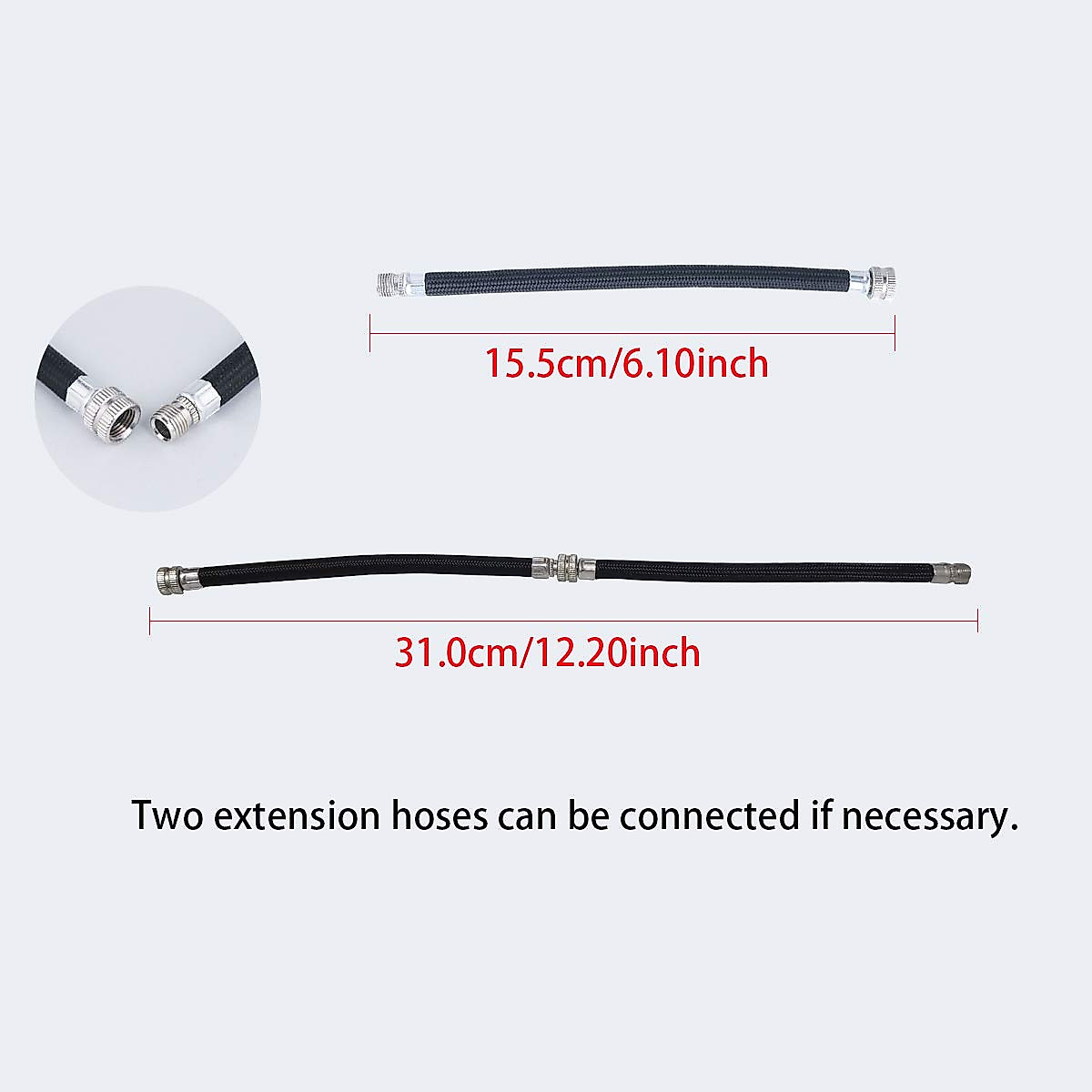 SITADI Air Pump Inflator Extension Hose High Pressure Schrader Valve for Mountain Road Bike Bicycle with Brass Presta Valve Adaptor，2 Pack