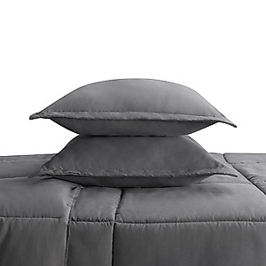 SERTA Simply Clean Ultra Soft Hypoallergenic Solid 3 Piece Comforter Set, King, Grey