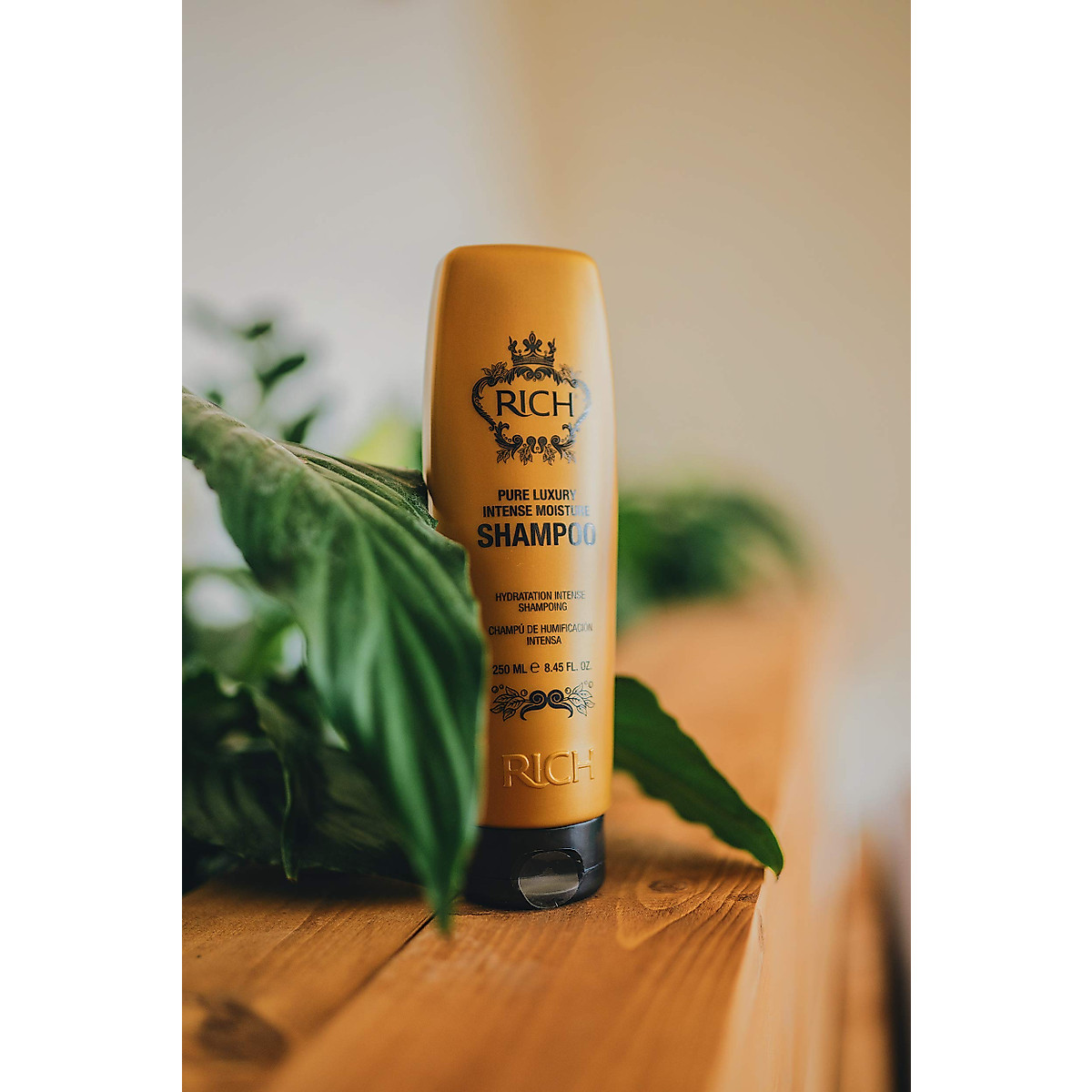 RICH Pure Luxury Intense Moisture Shampoo with Hydrolyzed Keratin and Wheat Protein for All Hair Types - Smoothing & Hydrating - Prevents Breakage, Heat Damage & Frizz, 8.45 Fl oz