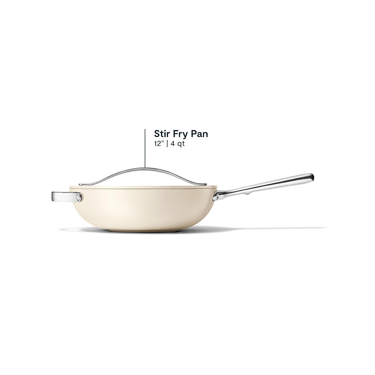 Caraway Non-Stick Stir Fry Pan - 12” Wok-Inspired Pan - Free From Forever Chemicals - High-Sloped Walls - Stainless Steel Handles - Cream