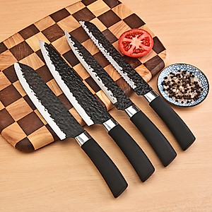Kitchen Knife Set Non Stick Knives with Wood Storage, Serrated Steak Knife, Chef Knife, Scissors with Sharpener, 15Pcs Ultra-Sharp Cutlery Block Sets for Home & Pro Use Best Gift (Black)