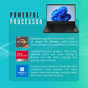 Lenovo Thinkpad E14, 14" FHD Business Laptop, AMD Ryzen 7 5700U(Beat i7-1195G7, 8 Cores, up to 4.3 Ghz), 16GB DDR4 RAM, 512GB PCIe SSD, BT 5, Dolby Audio, Long Battery Life, Windows 11 Pro, Black