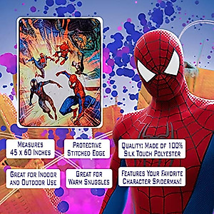 Bazillion Dreams Marvel Spider-Man Spider-Verse Characters Fleece Softest Comfy Throw Blanket for Adults & Kids| Measures 60 x 45 Inches