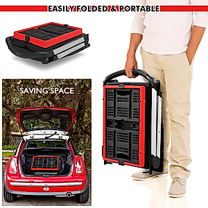 Collapsible Shopping Carts with Crates for Groceries (Black-198lbs)