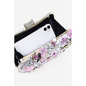 BABEYOND Flower Clutch Evening Bag - Women 3D Multicolored Beaded Shoulder Handbag Purse for 1920s Party Prom Wedding