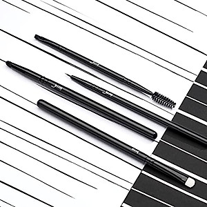 Jessup Makeup Brush Set 10pcs Black Make up Brushes Set Professional with Natural Synthetic Hair for Foundation Blending Blush Concealer Eyeshadow Eyebrow Eyeliner, T323