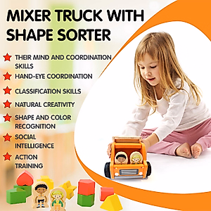 Leo & Friends Shape Sorting Dump Truck - Toddlers Educational Shape Sorter Car - 9 Different Wooden Shape Sorter Toy for Kids - Wooden Vehicle Toys - Perfect Birthdays Holidays and Christmas Gifts