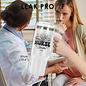 LifGif Nurse Personalized Laser Engraved 40 oz Large Tumbler with Handle, Nurse Gifts for Birthday, Appreciation Week, Nursing School Graduation for Nurses, Nursing Gifts, Nurse Practitioner Gifts