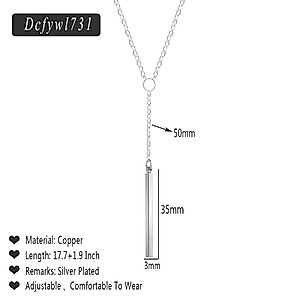 Dcfywl731 Minimal Dainty Gold Plated Dangle Earrings Layered Bar Pendant Neckalce Gold Long Y-Necklace Gold Earrings and Necklaces Set Delicate Lariat Chain Jewelry for Women