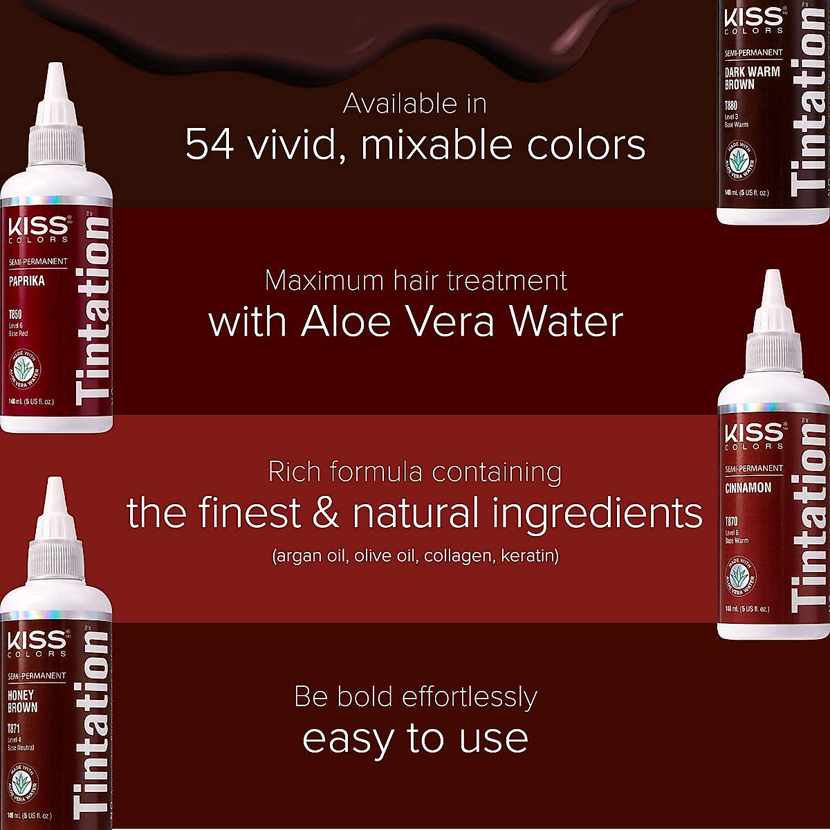 Kiss Tintation Semi-Permanent Hair Color 5 Ounce (Cajun Spice (2 Pack))