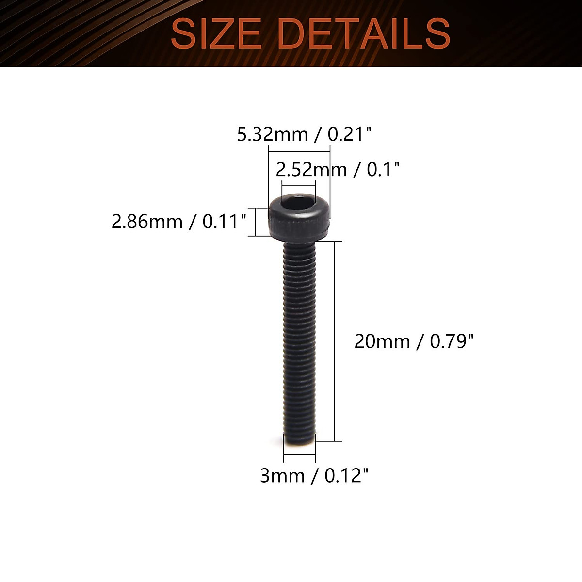 MroMax 50Pcs M3 x 20mm Socket Head Cap Screw Bolts, Grade 12.9 Alloy Steel, Black Oxide Finish, Metric Allen Hex Drive, Fully Threaded, for Use in Various DIY Projects