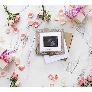 IHEIPYE Baby Love at First Sight Sonogram Keepsake Frame - Ultrasound Picture Frame - Pregnancy Announcement Frame for Expecting Parents, Gender Reveal Party, Grandparents, Rustic White