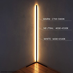 Wise Home Products Nordic Warm Lamp - Corner Lamp with Warm White Lighting, Modern Black Metal with Dimmable White Warm Light Floor Lamp