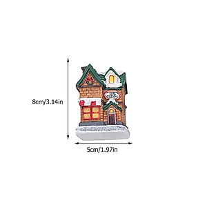 SEWACC 1Set Luminous House Ornament Christmas Cabin Decor Light up Christmas Village Santa Claus Ornaments Home Decorations Xmas Party Decor Desktop Resin Wooden House