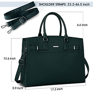 Laptop Bag for Women 15.6 Inch Waterproof Leather Tote Bag Lightweight Business Office Work Bag Large Capacity Professional Briefcase Computer Tote Bag Fashion Handbag Shoulder Bag Dark Green