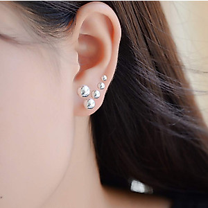 925 Sterling Silver Stud Earrings for Women, Sterling Silver Earrings Tiny Stud Earrings for Multiple Piercings 5 Pairs Different Sizes Stud Earrings Set 2mm 3mm 4mm 5mm 6mm