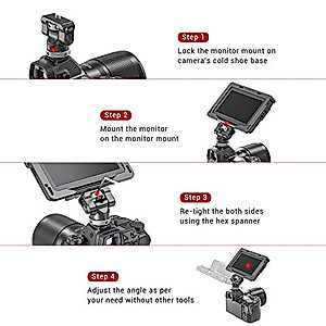 SMALLRIG Field Monitor Mount Holder with Cold Shoe and 1/4" Inch Screw for 5 Inch and 7 Inch Monitor, with 360 Degree Swivel and 140 Degree Tilt, Rubber Cushion, Aluminum Alloy Build - BSE2346
