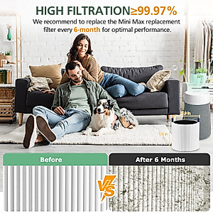 2 Pack Mini Max Replacement Filter Compatible with Blueair Blue Pure Mini Max Air Purifiers, Blue Pure FMINI Filter True HEPA & Activated Carbon Air Filter Fits for Blue Pure Mini Max