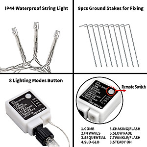 Joiedomi 335 LED Christmas Star Lights Outdoor, 11.5Ft 8 Lighting Modes Waterfall Lights with Topper Star for Christmas Tree, Home Party Wedding Garden Yard Patio Xmas Outdoor Décor(Warm White)