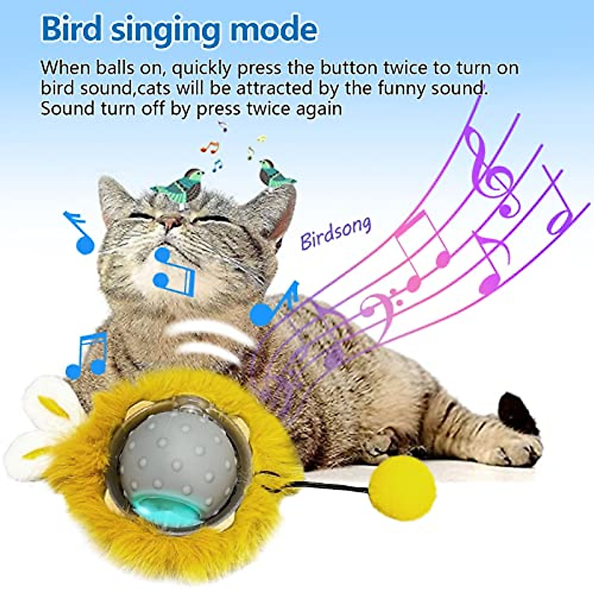 Sofolor Motion Activate Interactive Cat Toys - Automatic Moving Ball Toys for Indoor Cats, Self Rotating Ball with Lights, Electric Cat Mice Toys, USB Rechargeable,Auto On/Off