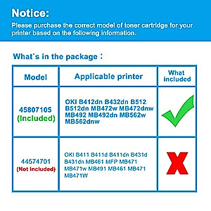LCL Compatible Toner Cartridge Replacement for OKI B412dn B432dn B512 B512DN 45807101 45807105 7000 Pages MB472dnw MB492dn MB562dnw (1-Pack Black)