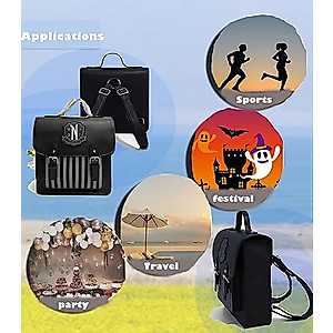 SOBOUR Wednesday Addams Backpack Vintage Leather Nevermore Academy Backpack PU Wednesday Nevermore Bag Y2K Travel Backpack