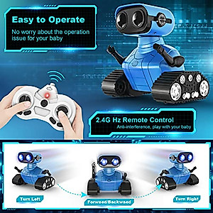 Hamourd Robot Toys for Boys Girls, Rechargeable Remote Control Emo Robots with Auto-Demonstration, Flexible Head & Arms, Dance Moves, Music, Shining LED Eyes for 5+ Years Old Kids