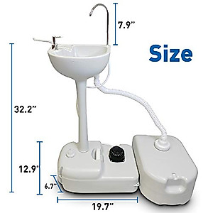 Portable Foot Operated Outdoor Hand Washing Sink Station – Includes Dirty Water Tank – Towel Holder & Soap Dispenser – 4.5 Gallon - Great for Camping, Business, Events, RV, Etc., white, 40
