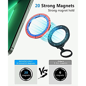 enGMOLPHY Phone Ring Holder with MagSafe, 360° Rotation Grip Finger Kickstand【Remove It to Wireless Charge】 Compatible with iPhone 14 Pro/Max/Plus, 13 12Pro/Max/Mini