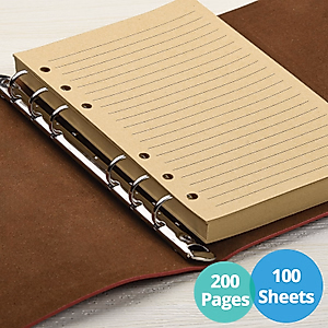 Refills Lined Paper, MALEDEN Refillable A6 Paper for 5x7 Journal Notebook Inserts 200 Lined Pages