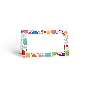 Stonehouse Collection | Colorful Dot Patterened Table Tents | Rainbow Colored Name Cards | Classroom Celebration, Birthday, Wedding, Baby Shower, Bridal Shower, Anniversary | 25 Count (Colorful Dots)